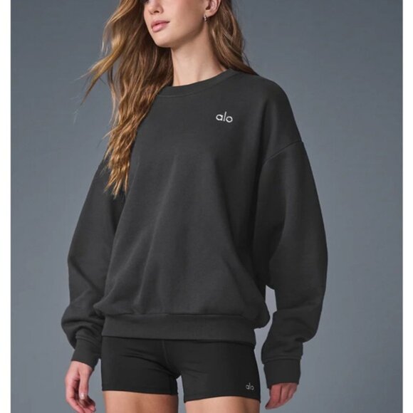 ALO Yoga | Tops | Alo Accolade Crew Neck Pullover In Anthracite ...